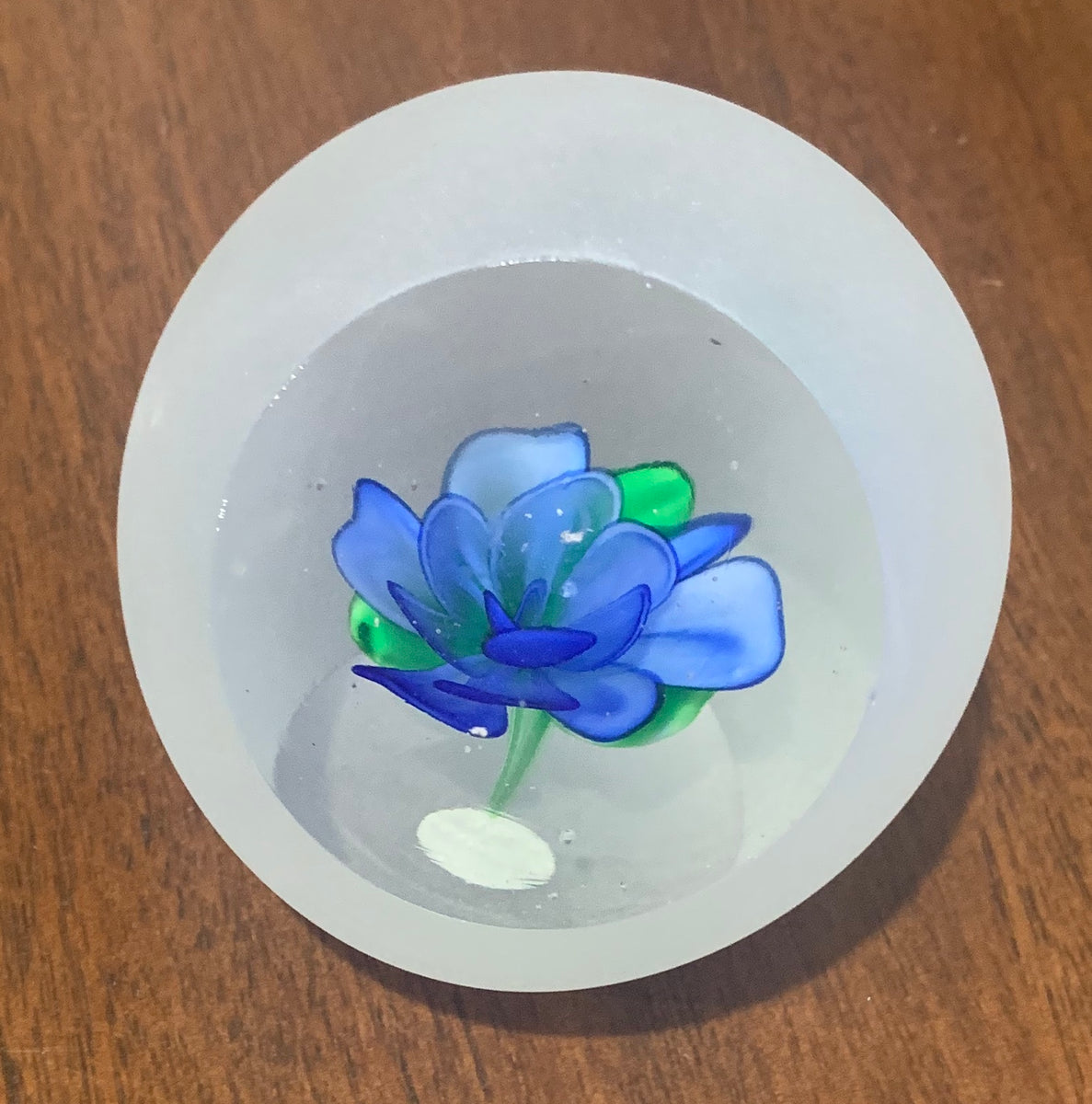 Rose Glass Blue Frosted Paperweight – Re Workshop