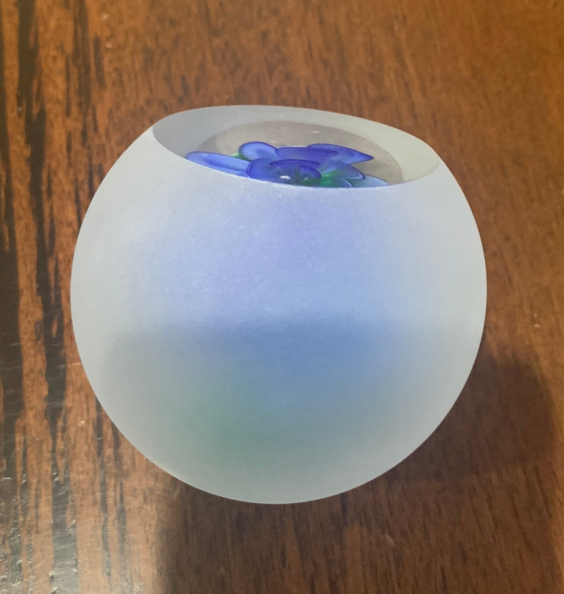 Rose Glass Blue Frosted Paperweight – Re Workshop