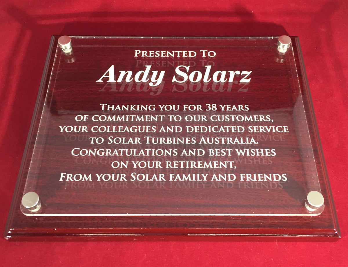 Timber Plaque with Acrylic mount Custom Engraved for Corporate awards ...